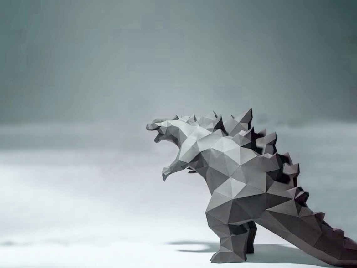 Papercraft Kit Godzilla 3d Paper Model Crafting Kit PDF Vector Lines ...