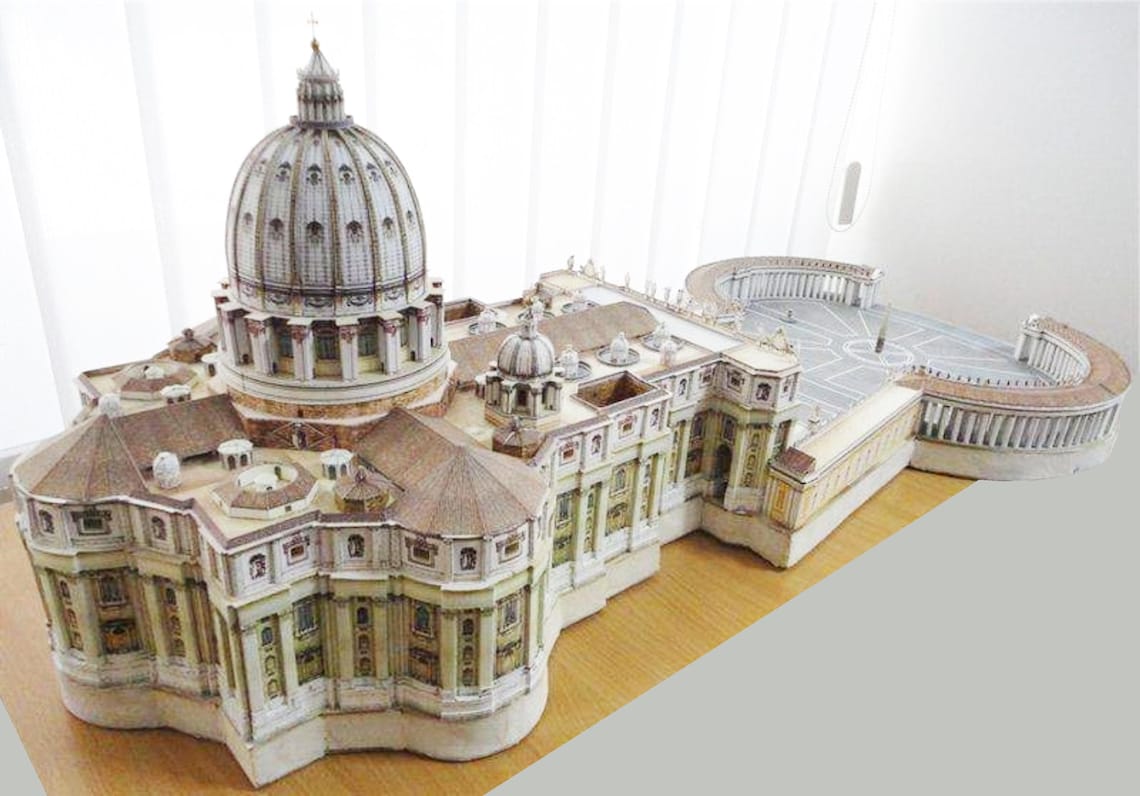 Papercraft Kit St Peter's Basilica Vatican 3d Paper Model Crafting PDF ...