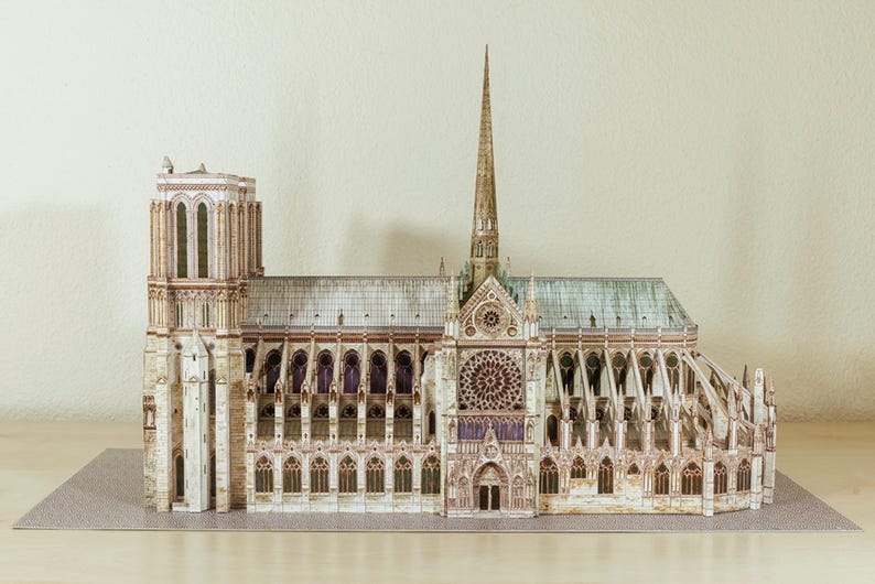 Papercraft Kit Notre-dame Paris Cathedral 3d Paper Model Crafting PDF ...