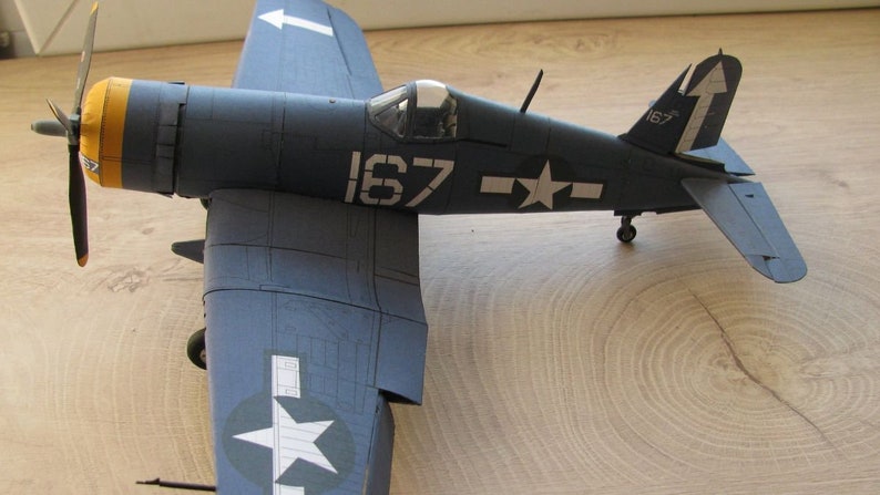 Papercraft Kit Corsair Airplane 3d Paper Model Crafting PDF Plans DIY ...