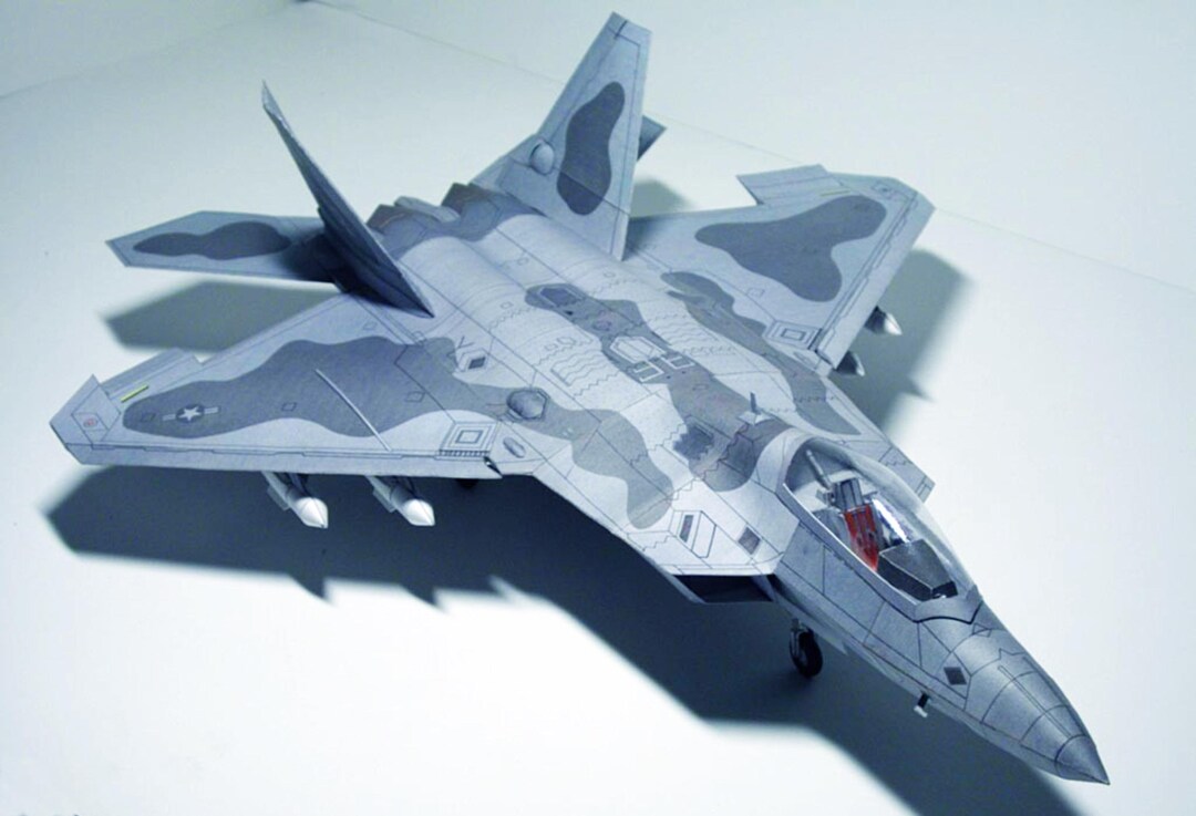 Papercraft Kit F-22 Raptor Airplane 3d Paper Model Crafting Kit PDF ...