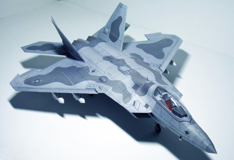 Papercraft Kit F-22 Raptor Airplane 3d Paper Model Crafting Kit PDF ...