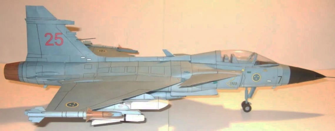 Papercraft Kit Gripen JAS-39 Saab Airplane 3d Paper Model Crafting Kit ...