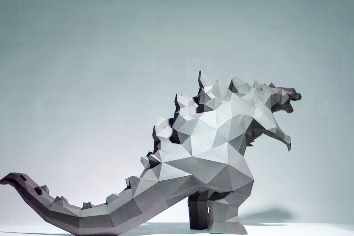 Papercraft Kit Godzilla 3d Paper Model Crafting Kit PDF Vector Lines ...