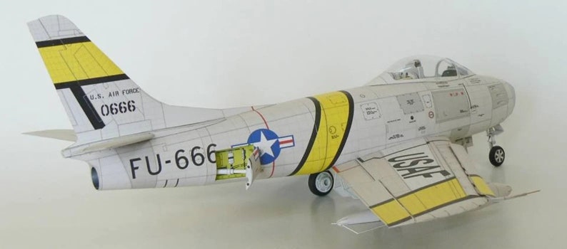 Papercraft Kit F-86 Saber Airplane 3d Paper Model Crafting Kit PDF ...