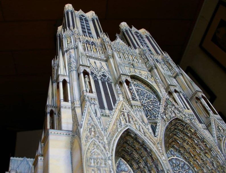 Papercraft Kit Reims Cathedral 3d Paper Model Crafting Kit PDF Plans to ...
