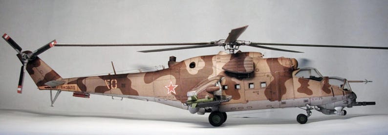 Papercraft Kit Mi-24 Hind Helicopter 3d Paper Model Crafting Kit PDF ...