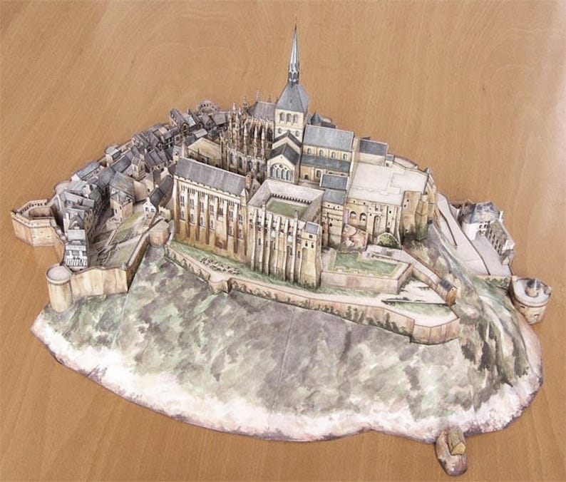 Papercraft Kit Mont Saint Michel France 3d Paper Model Crafting PDF ...