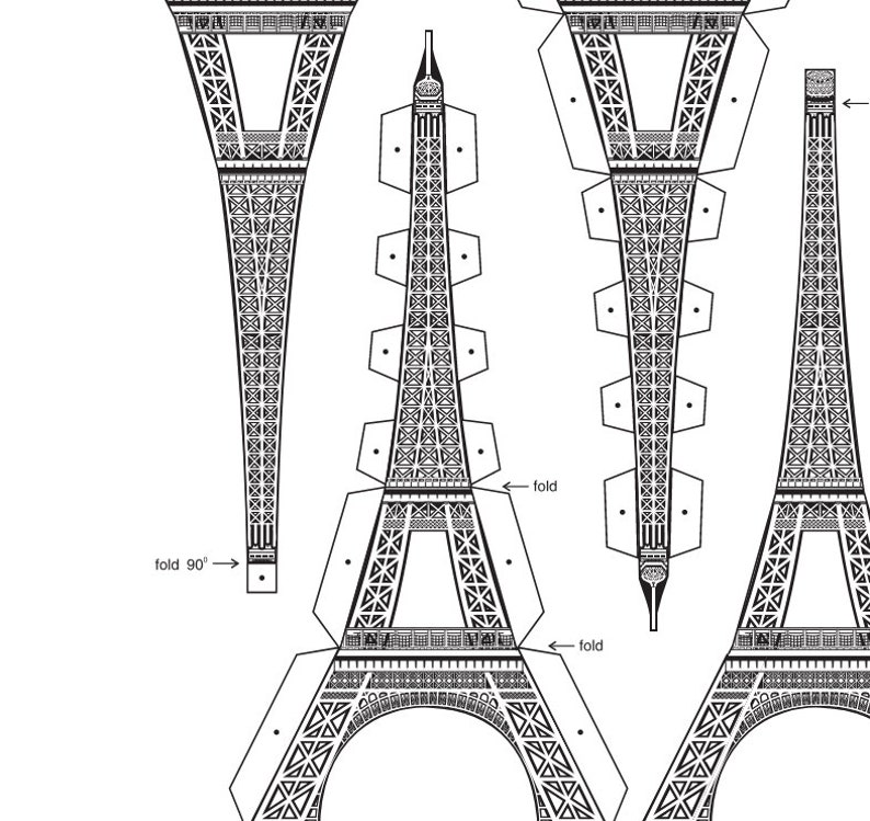 Eiffel Tower Paris France Papercraft Model PDF to Print on 8.5x11 ...