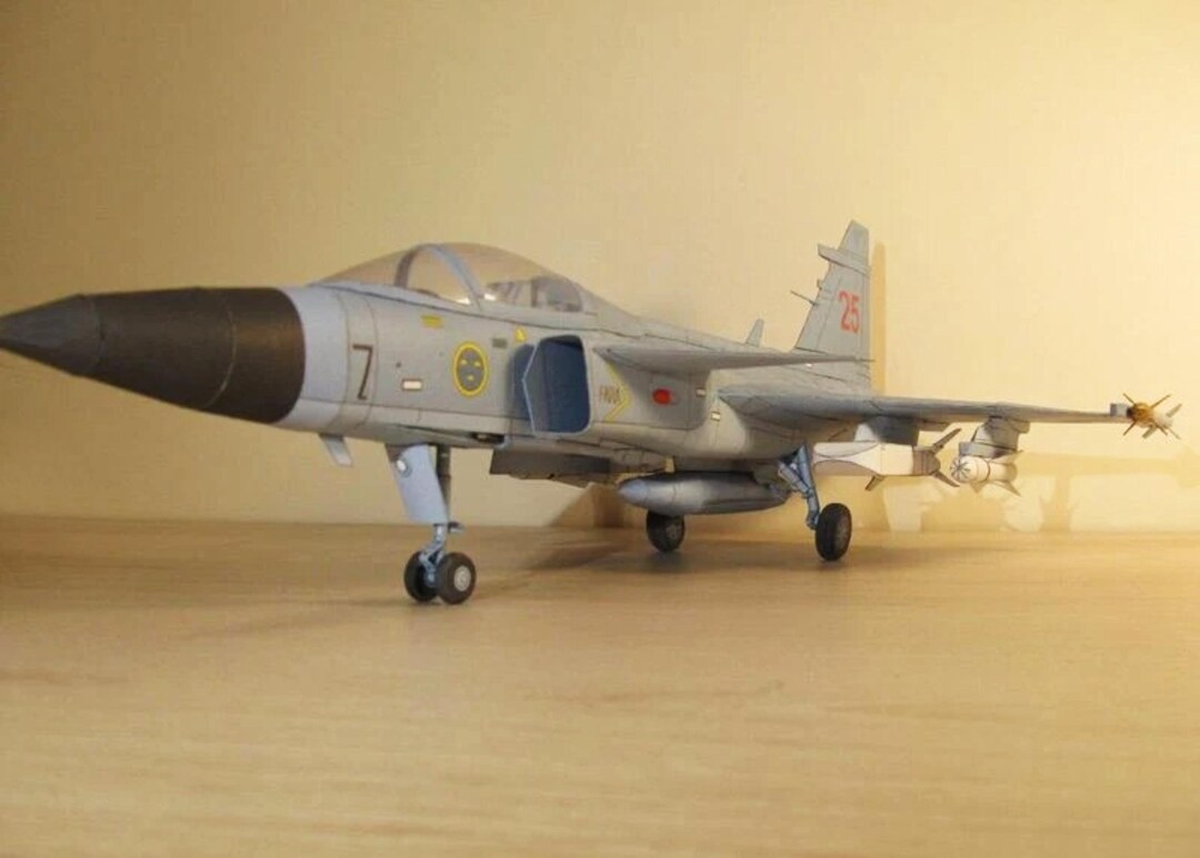 Papercraft Kit Gripen JAS-39 Saab Airplane 3d Paper Model Crafting Kit ...