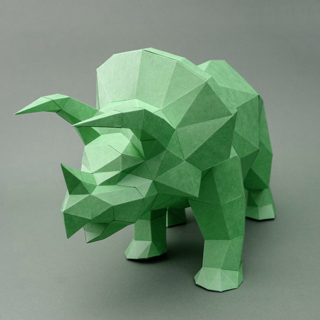 Papercraft Kit Triceratops Dino 3d Paper Model Crafting Kit PDF Plans ...