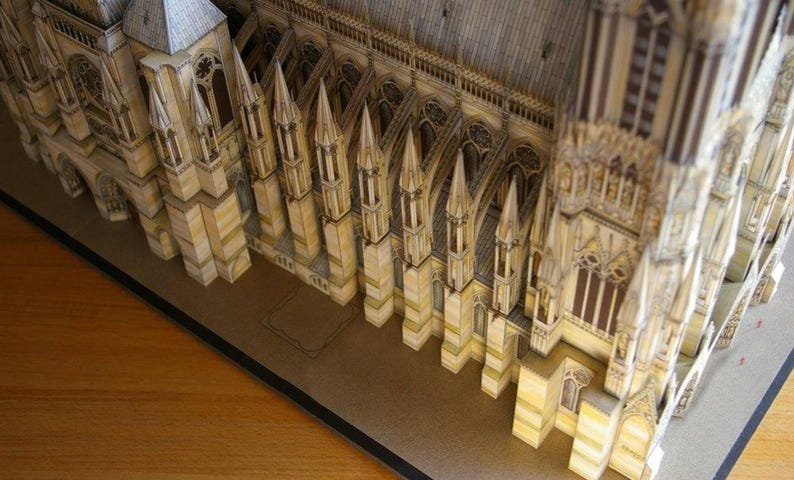 Papercraft Kit Reims Cathedral 3d Paper Model Crafting Kit PDF Plans to ...