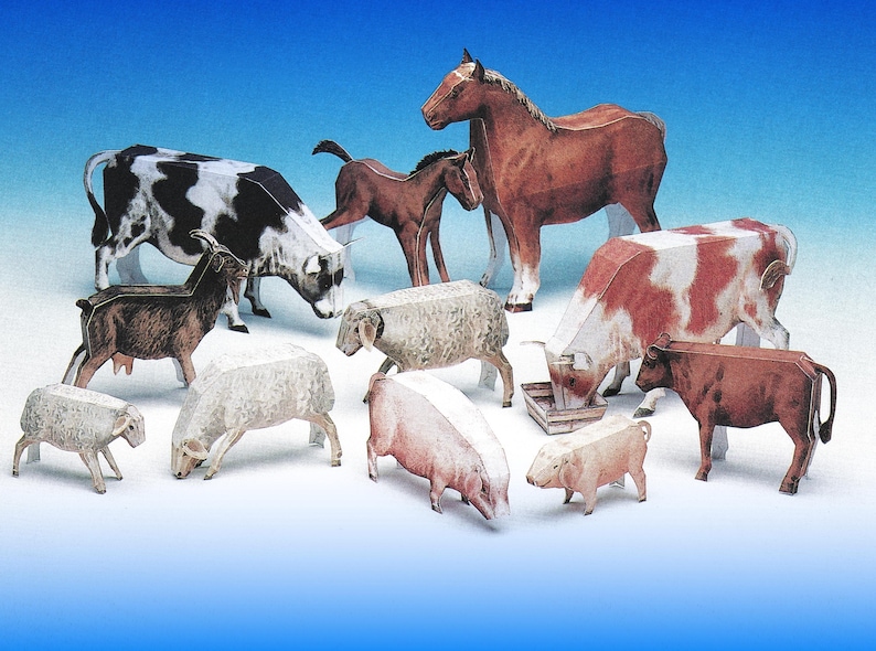 Papercraft Kit Farm Animals Cow Goat Horse Pig Sheep 3d Paper Model ...