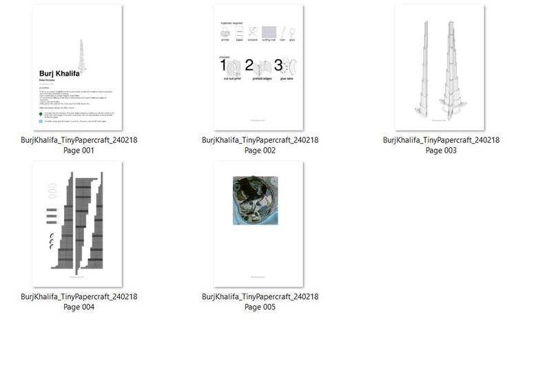 Burj Khalifa Dubai 3d Paper Model Kit. PDF File With Plans to Print ...