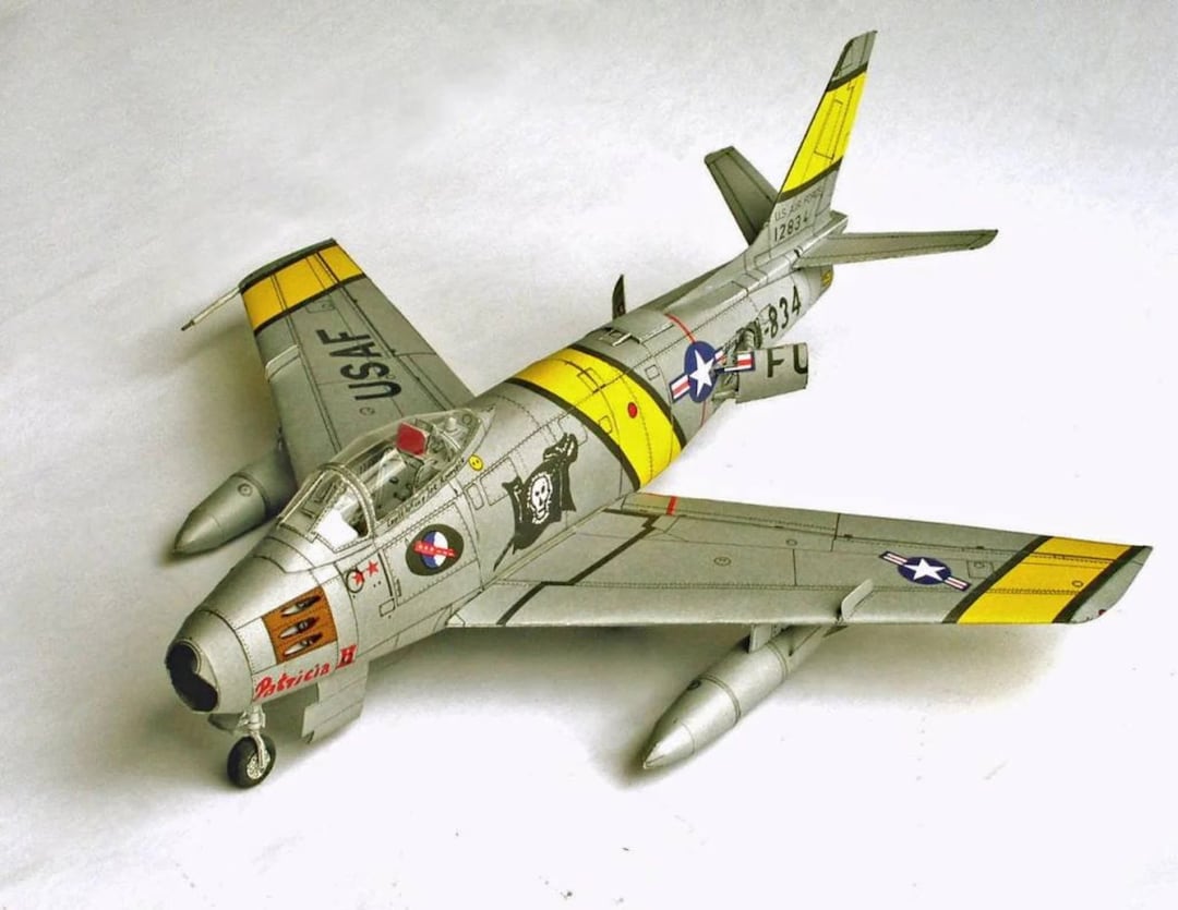 Papercraft Kit F-86 Saber Airplane 3d Paper Model Crafting Kit PDF ...