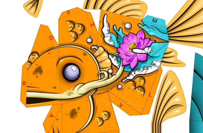 Papercraft Kit Koi Fish 3d Paper Model Crafting Kit PDF Plans to Print ...
