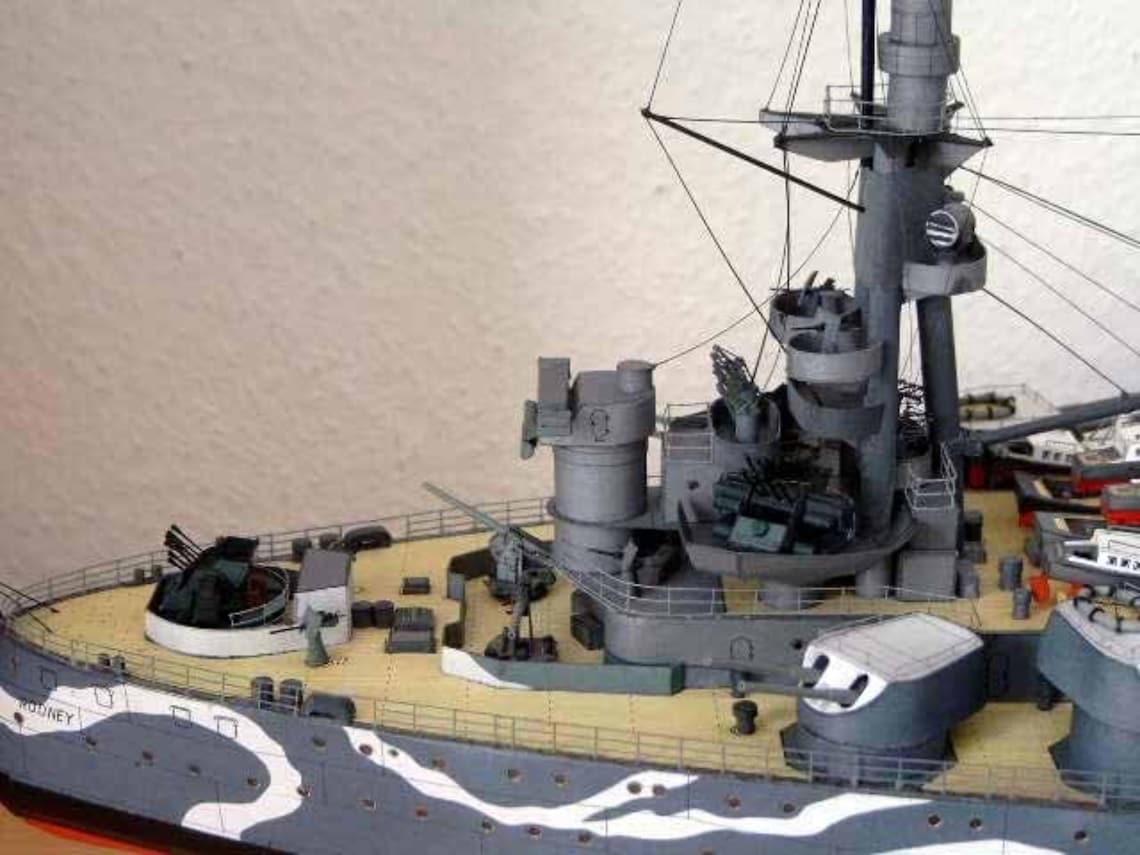 Papercraft Kit HMS Rodney Battleship 3d Paper Model Crafting Kit PDF ...