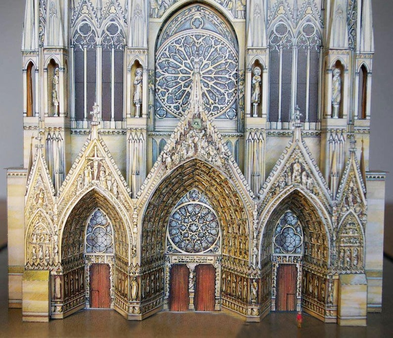 Papercraft Kit Reims Cathedral 3d Paper Model Crafting Kit PDF Plans to ...
