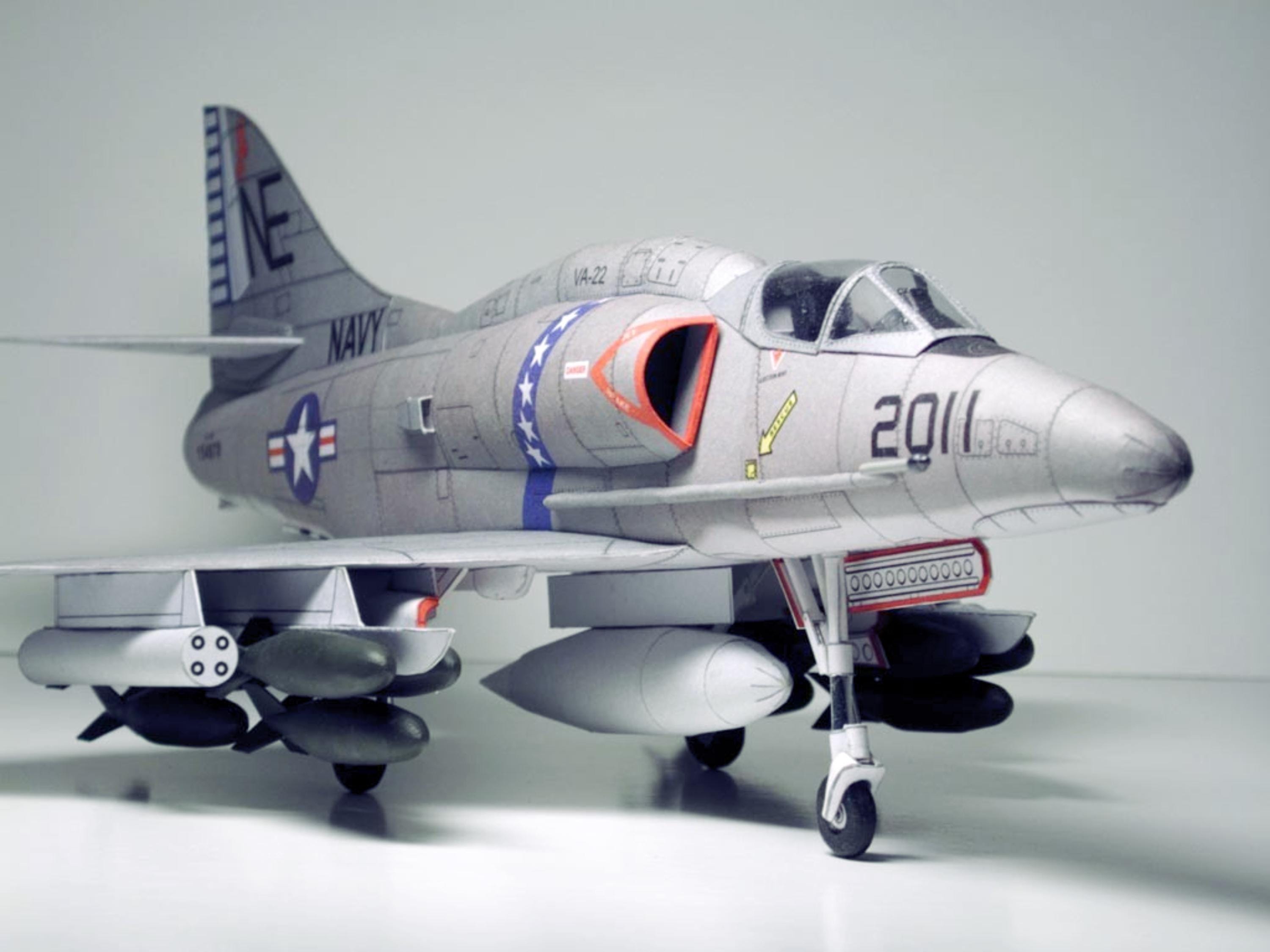 Papercraft Kit Mcdonnell Douglas A-4 Skyhawk Plane 3d Paper Model ...