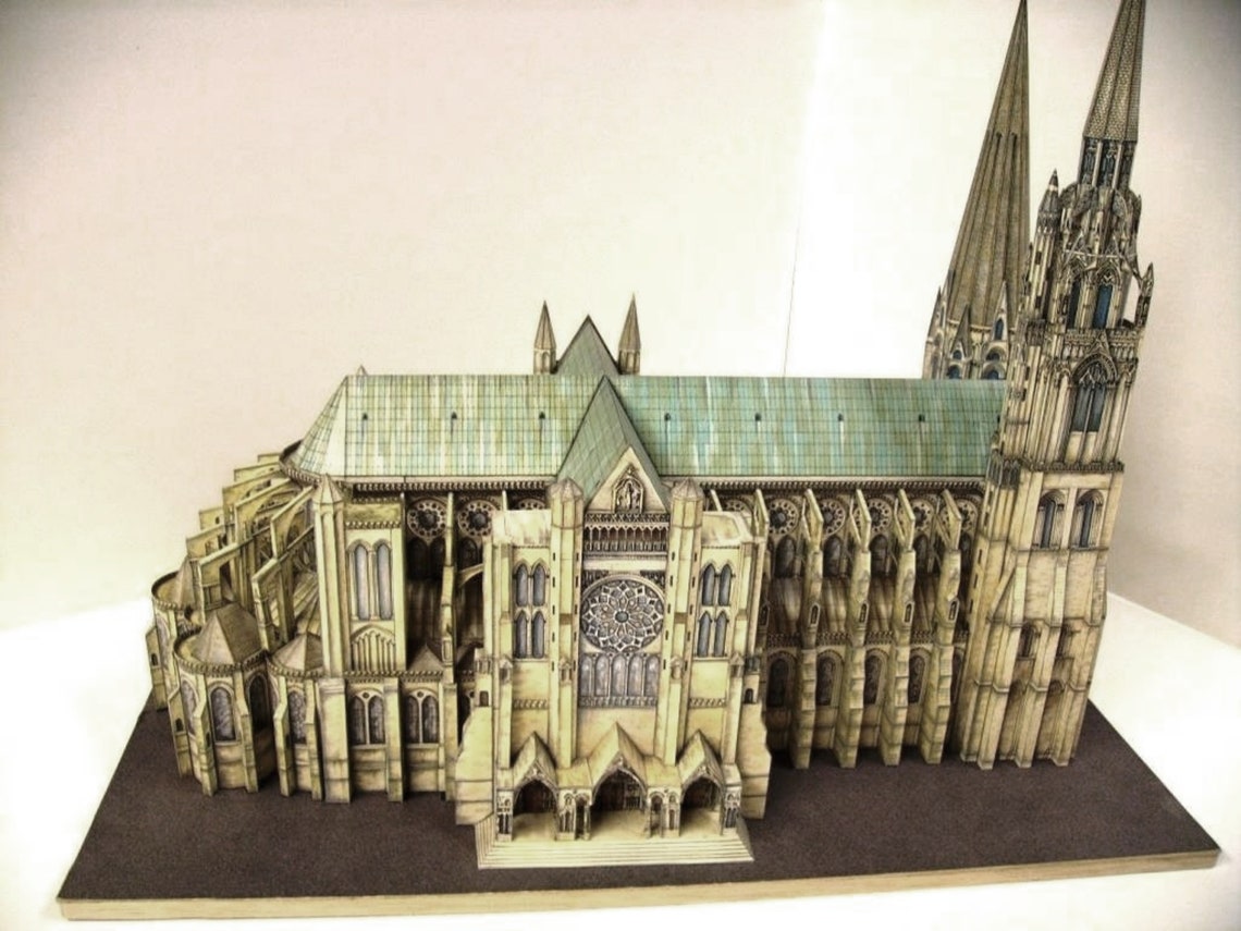Papercraft Kit Chartres Cathedral Paris 3d Paper Model Crafting PDF ...