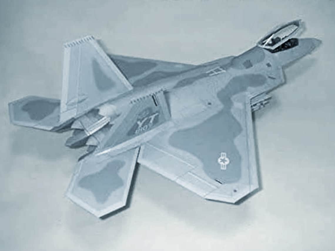 Papercraft Kit F-22 Raptor Airplane 3d Paper Model Crafting Kit PDF Plans to Print Cut & Glue ...