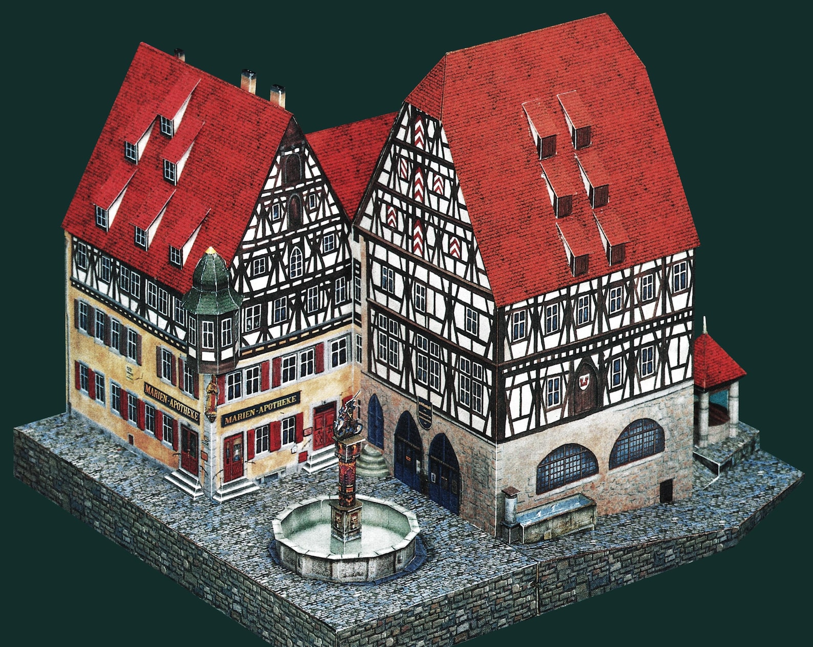 Papercraft Kit Village Marien Rothenburg Houses 3d Paper Model Crafting ...
