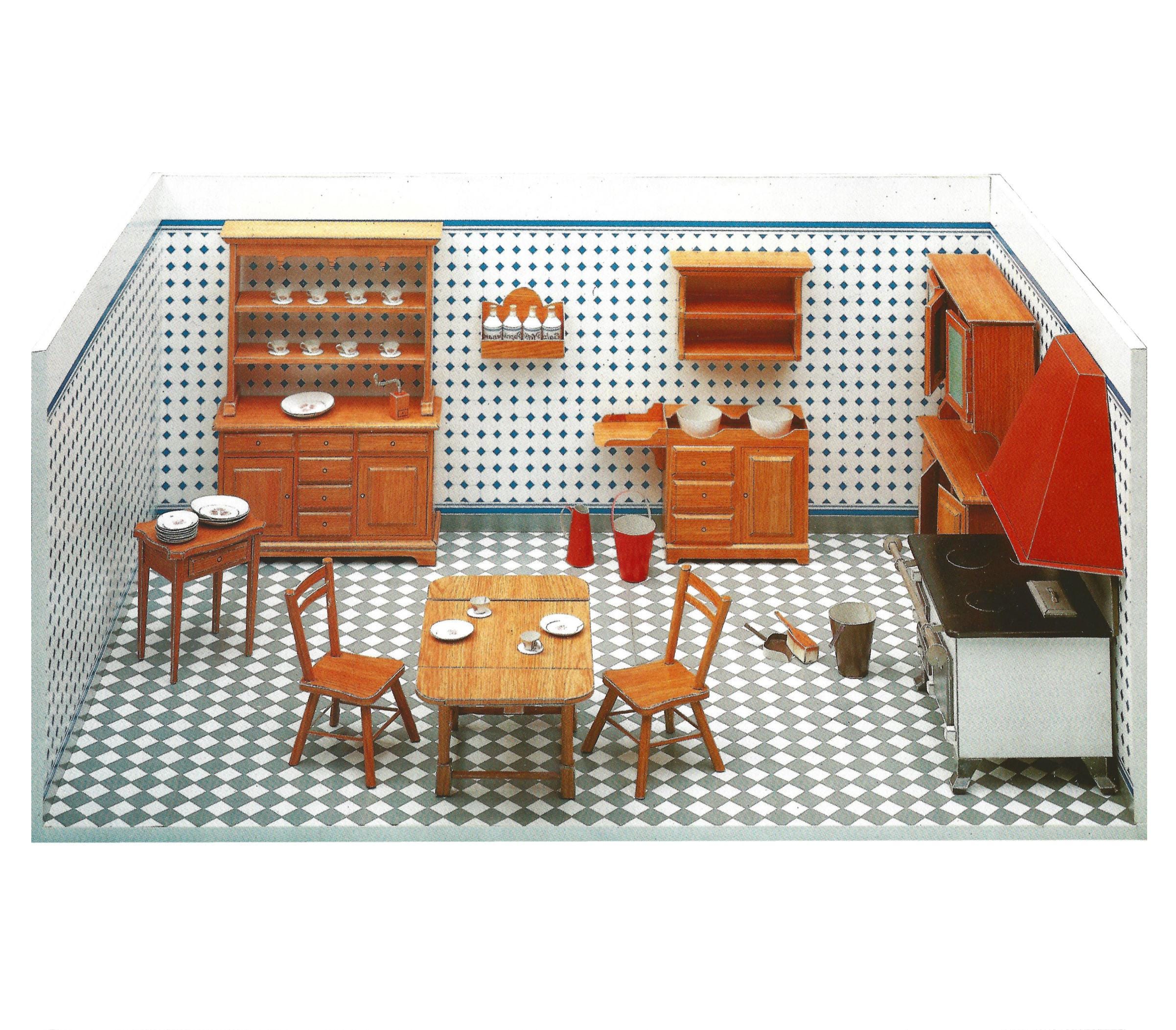 Papercraft Kit Dollhouse Kitchen Miniature 3d Paper Model Crafting PDF ...