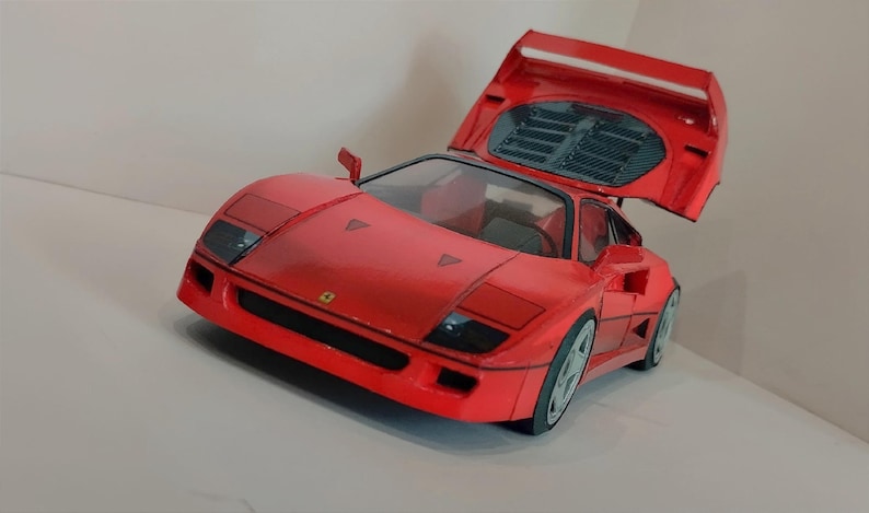 Papercraft Kit Ferrari F40 Supercar 3d Paper Model Crafting PDF Plans ...