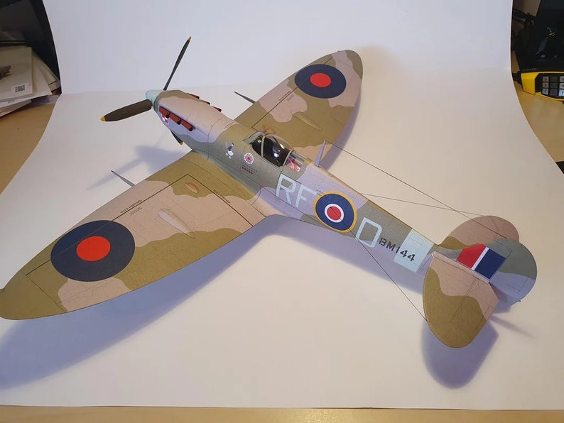 Papercraft Kit Supermarine Spitfire Airplane 3d Paper Model Crafting ...