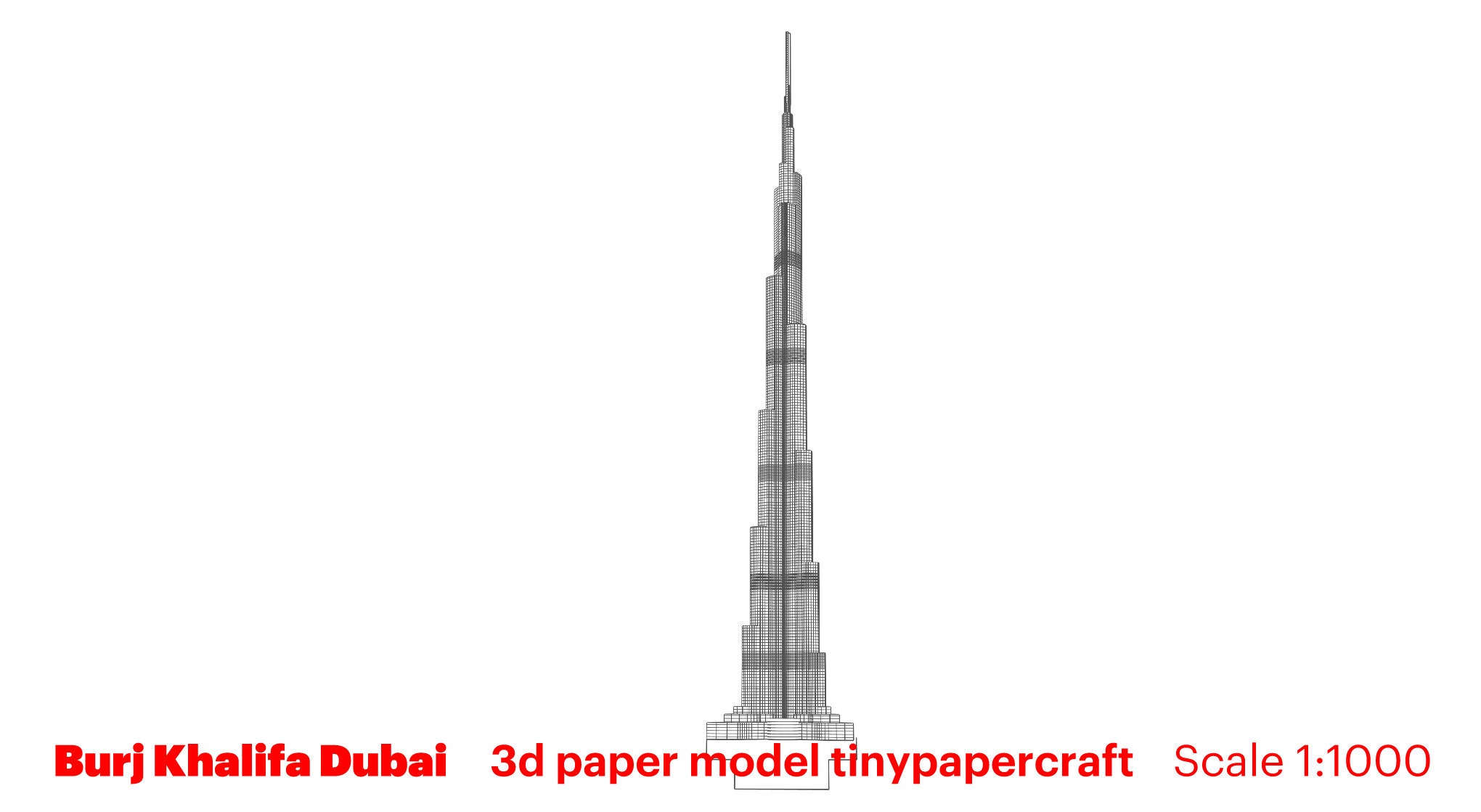 Burj Khalifa Dubai 3d Paper Model Kit. PDF File With Plans to Print ...
