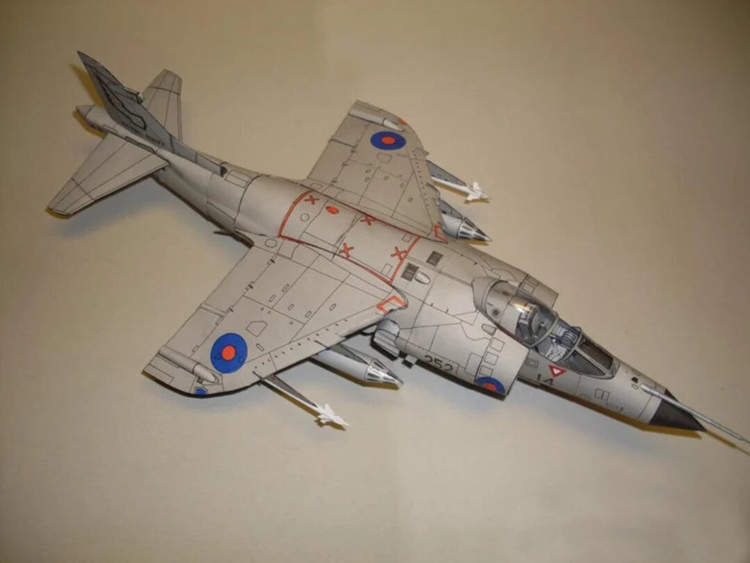 Harrier Jumpjet Airplane 3d Paper Model Kit. PDF File With Plans to ...