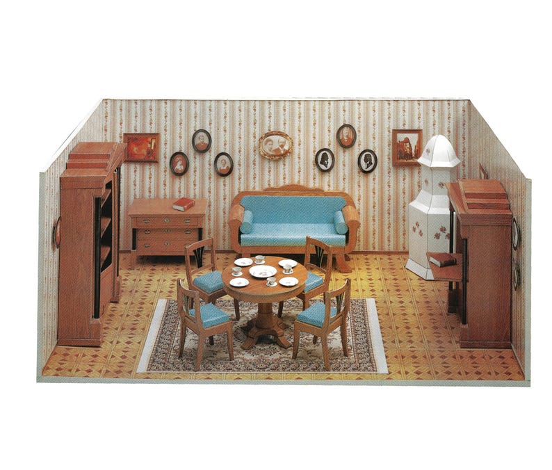 Papercraft Kit Dollhouse Dining Room Miniature 3d Paper Model Crafting ...