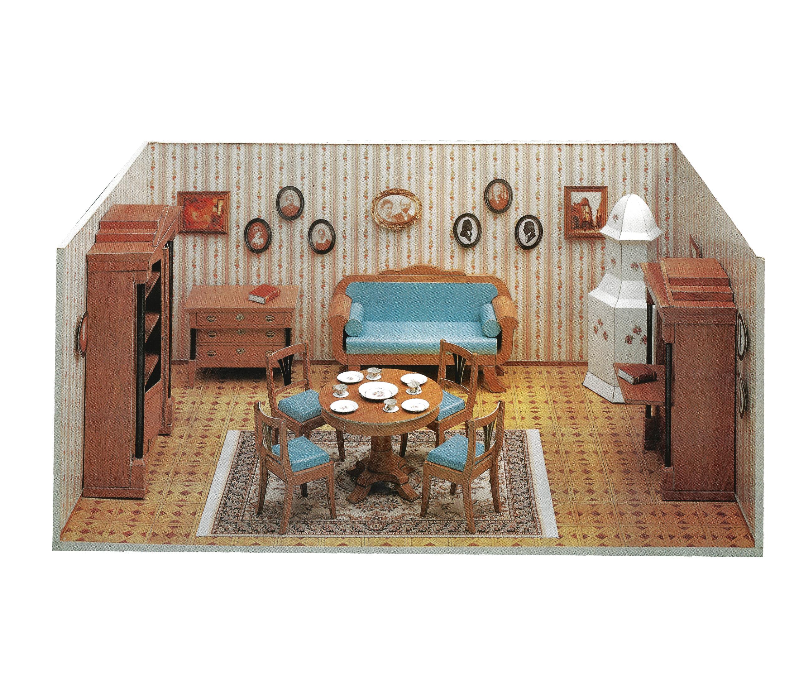 Papercraft Kit Dollhouse Dining Room Miniature 3d Paper Model Crafting ...