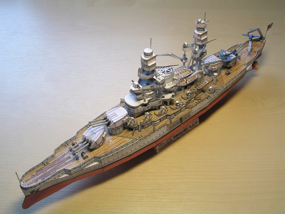 Papercraft Kit USS Arizona Battleship 3d Paper Model Crafting Kit PDF ...