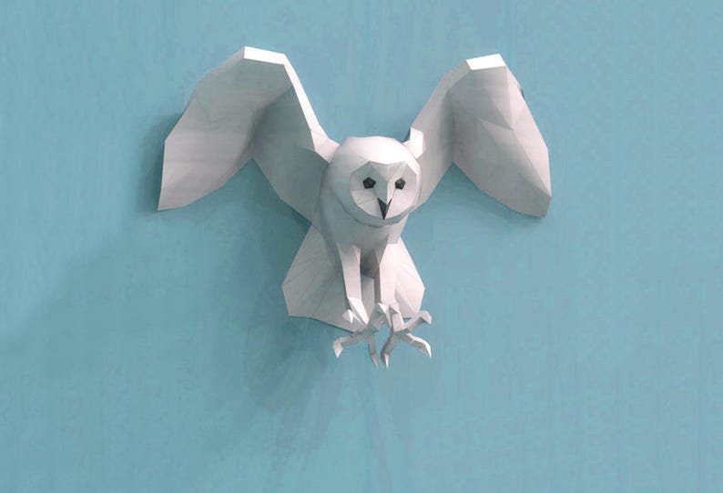 Papercraft Kit White Owl 3d Paper Model Crafting Kit PDF Vector Lines ...