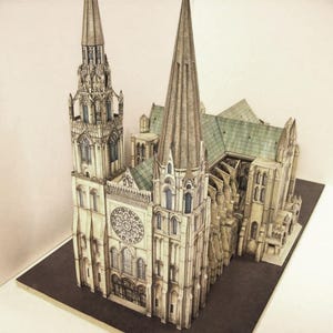 Papercraft Kit Chartres Cathedral Paris 3d Paper Model Crafting PDF ...