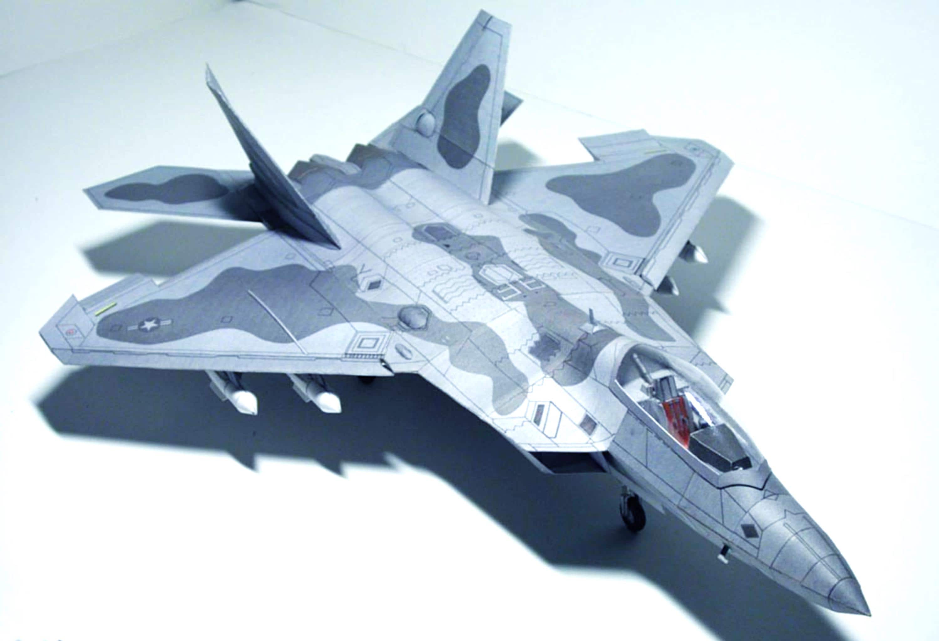 Papercraft Kit F-22 Raptor Airplane 3d Paper Model Crafting Kit PDF ...