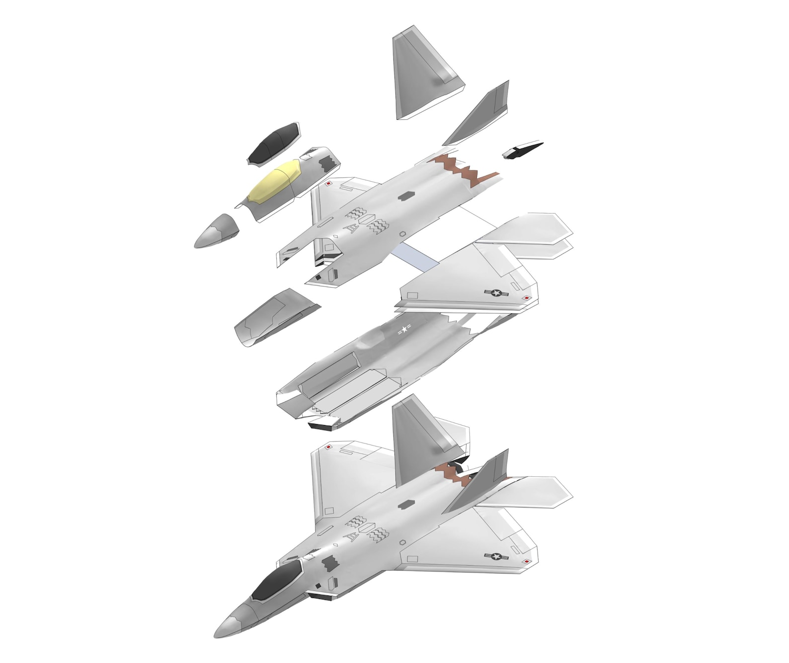 Papercraft Kit Simple F-22 Raptor Airplane 3d Paper Model Crafting Kit ...