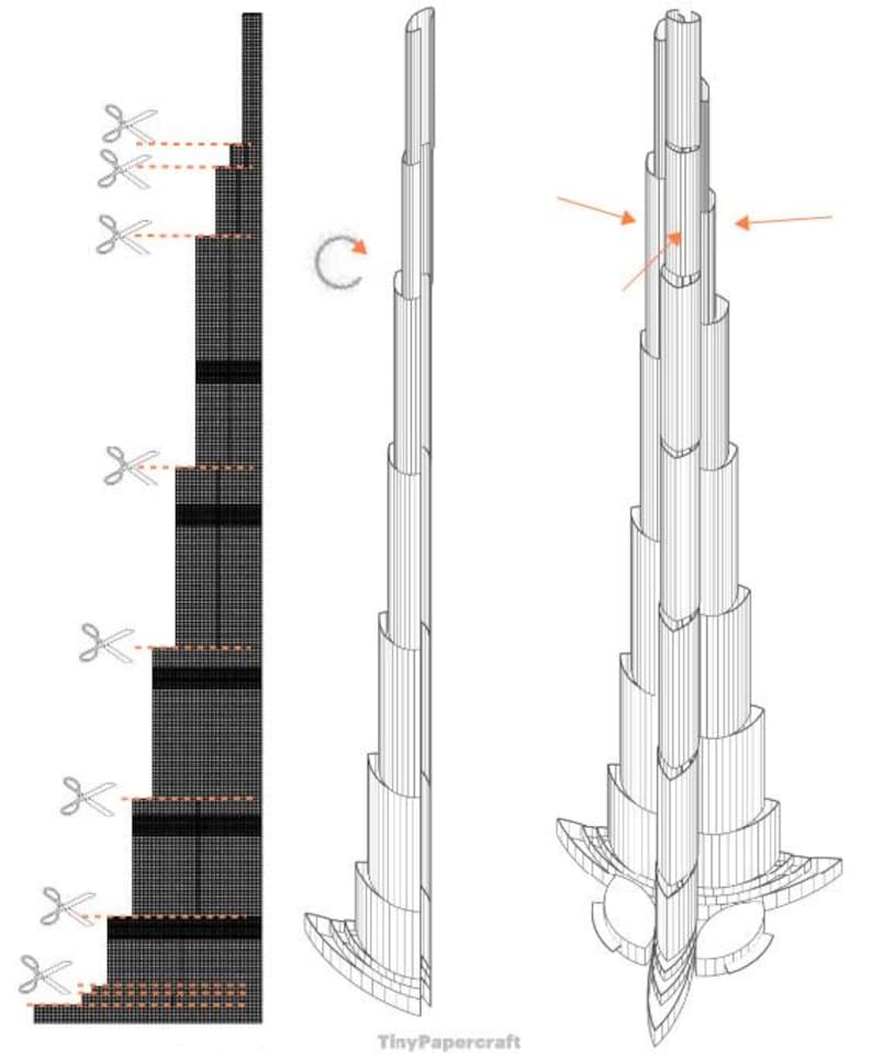 Papercraft Kit Burj Khalifa 3d Paper Model Crafting Kit PDF Plans to ...