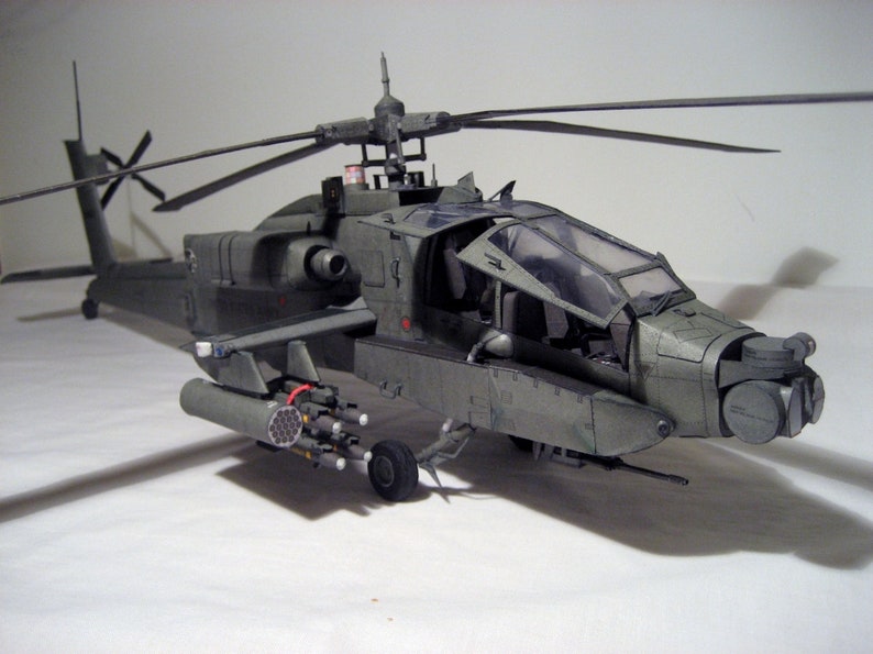 Papercraft Kit Apache Helicopter 3d Paper Model Crafting Kit PDF Plans ...