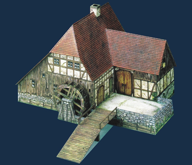 Papercraft Kit Watermill House 3d Paper Model Crafting Kit PDF Plans to ...