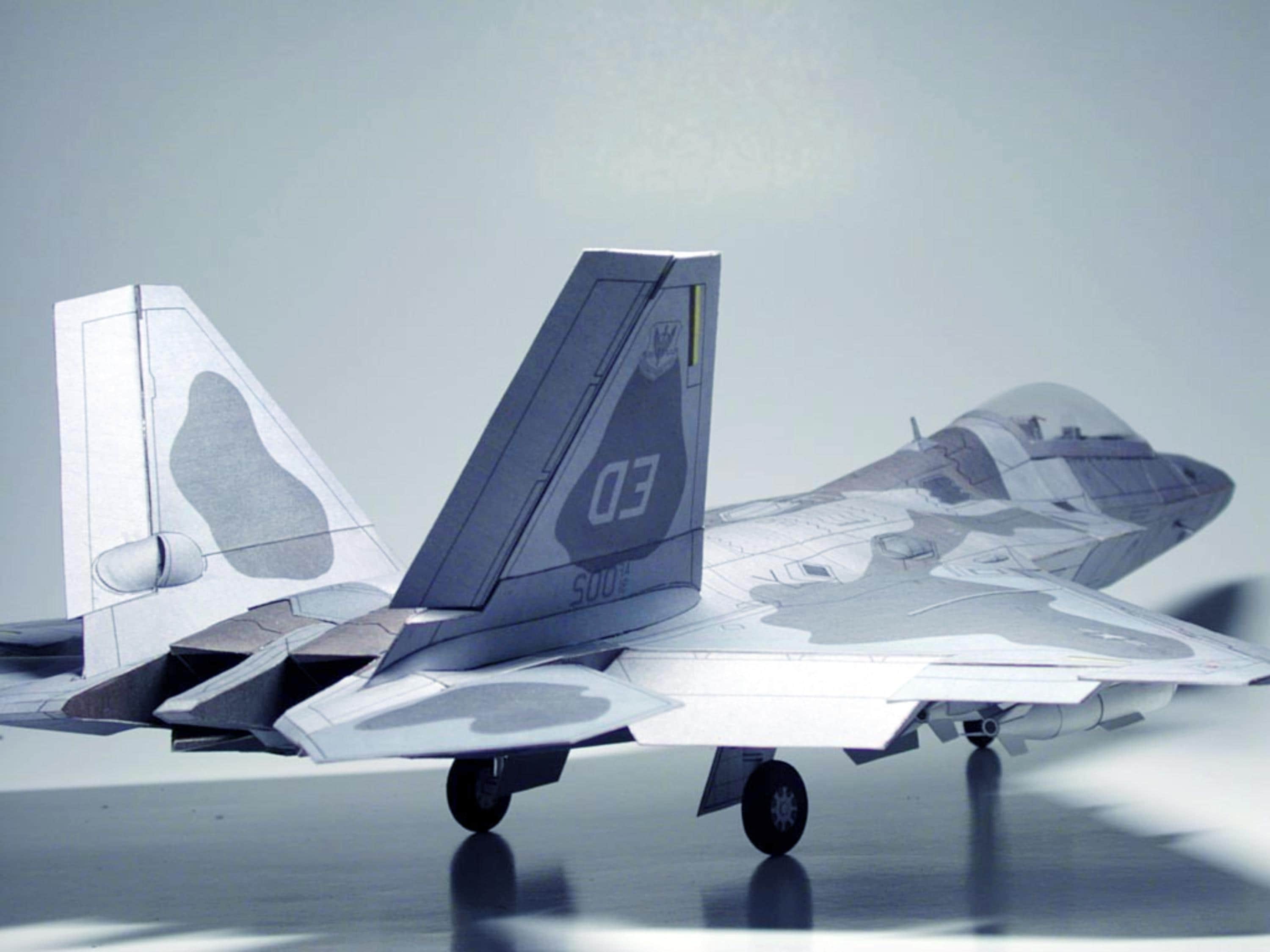 Papercraft Kit F-22 Raptor Airplane 3d Paper Model Crafting Kit PDF ...