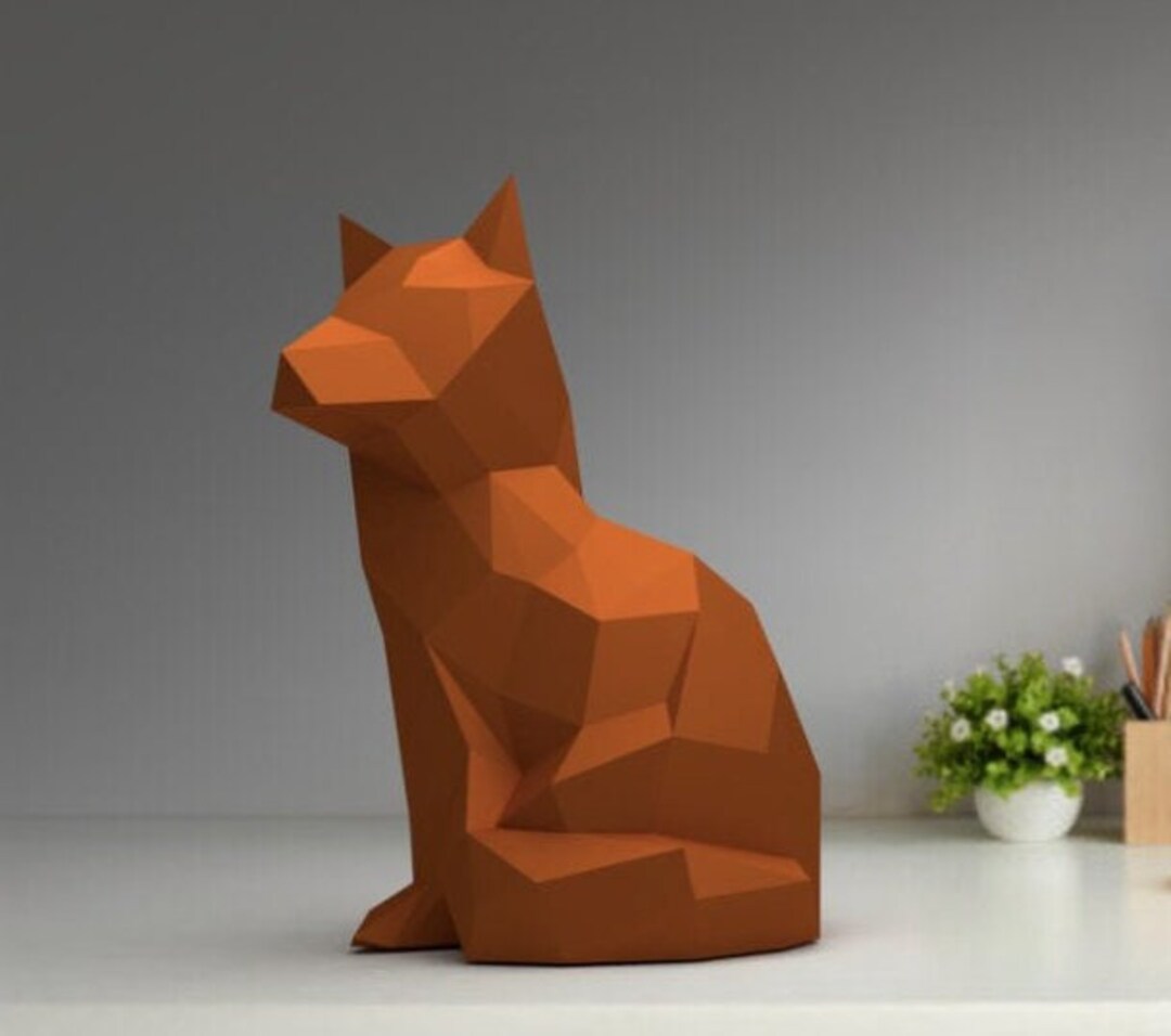 Fox Sitting, 3d Paper Model Kit Model. PDF File With Plans to Print ...