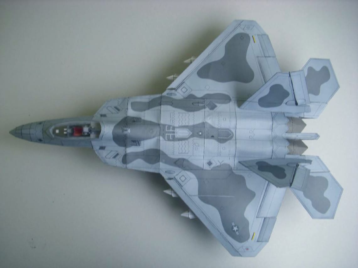 Papercraft Kit F-22 Raptor Airplane 3d Paper Model Crafting Kit PDF ...