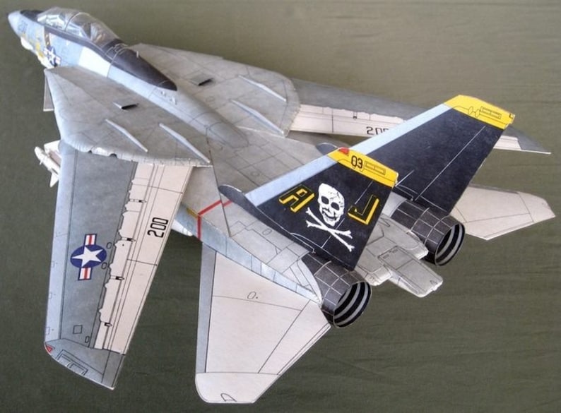 Papercraft Kit F-14 Tomcat Airplane 3d Paper Model Crafting Kit PDF ...