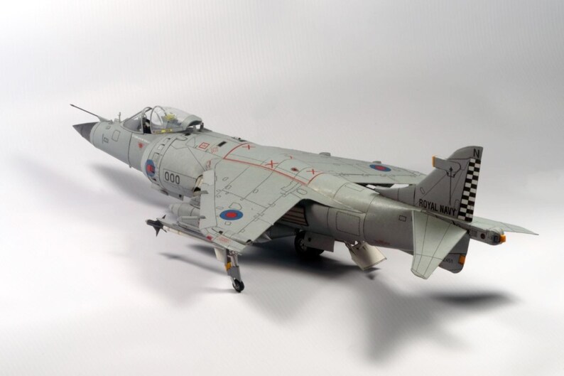 Papercraft Kit Harrier Jet 3d Paper Model Crafting Kit PDF Plans DIY ...