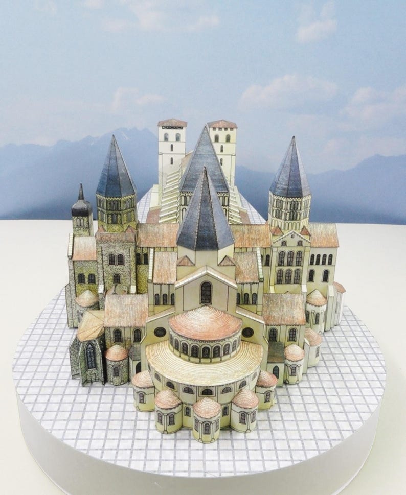 Papercraft Kit Cluny Abbey Monastery 3d Paper Model Crafting Kit PDF ...