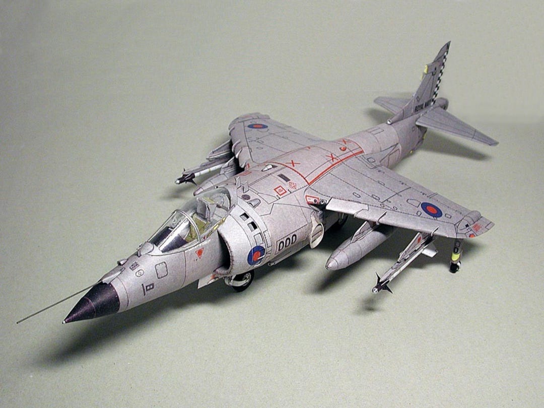 Papercraft Kit Harrier Jet 3d Paper Model Crafting Kit PDF Plans to ...