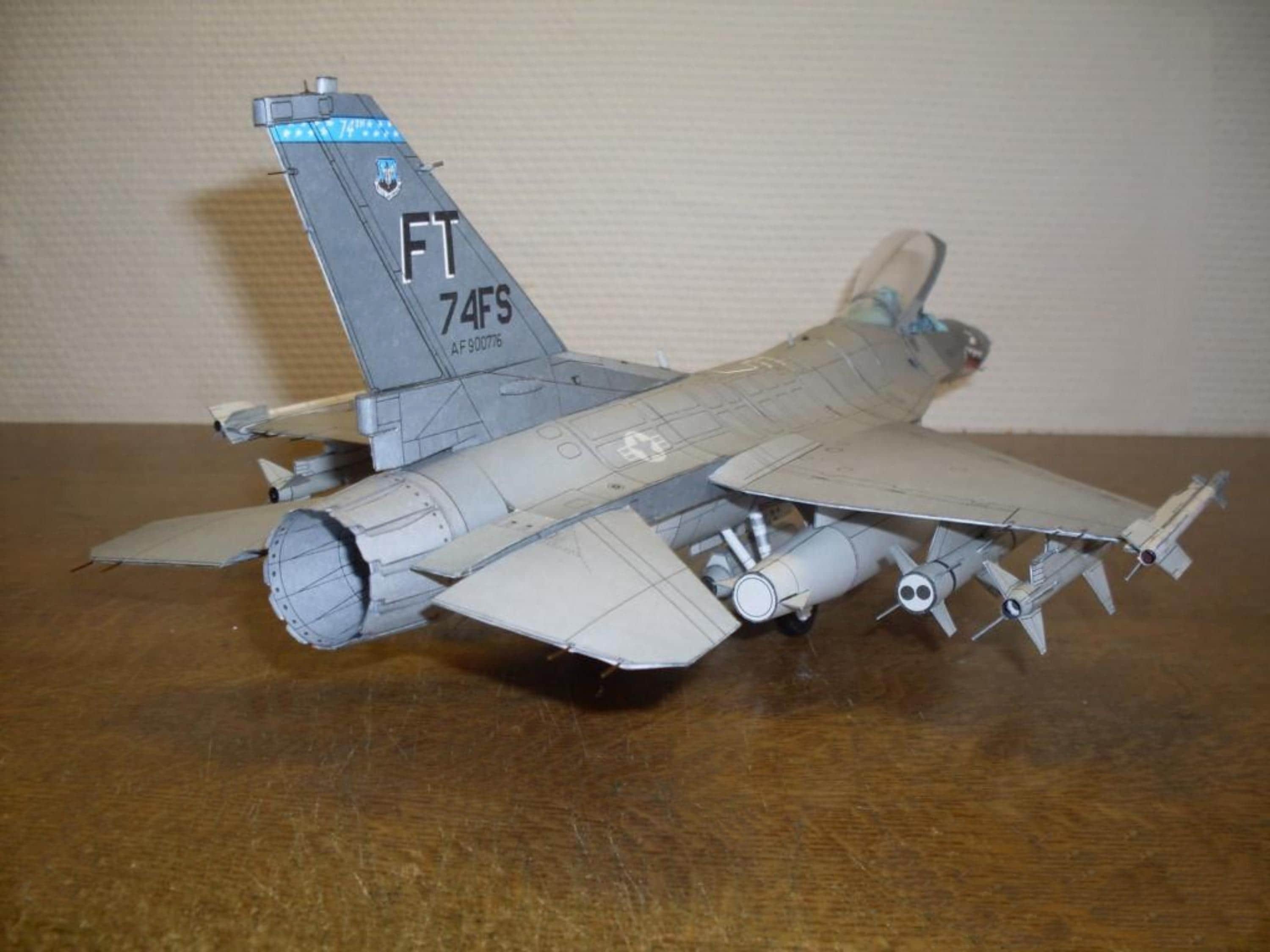 Papercraft Kit F-16 Viper Jet Fighting Falcon Airplane 3d Paper Model ...