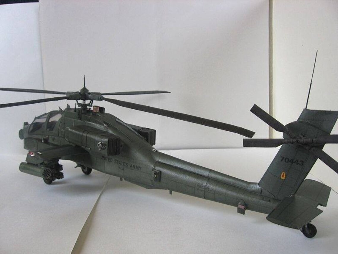 Papercraft Kit Apache Helicopter 3d Paper Model Crafting Kit PDF Plans ...